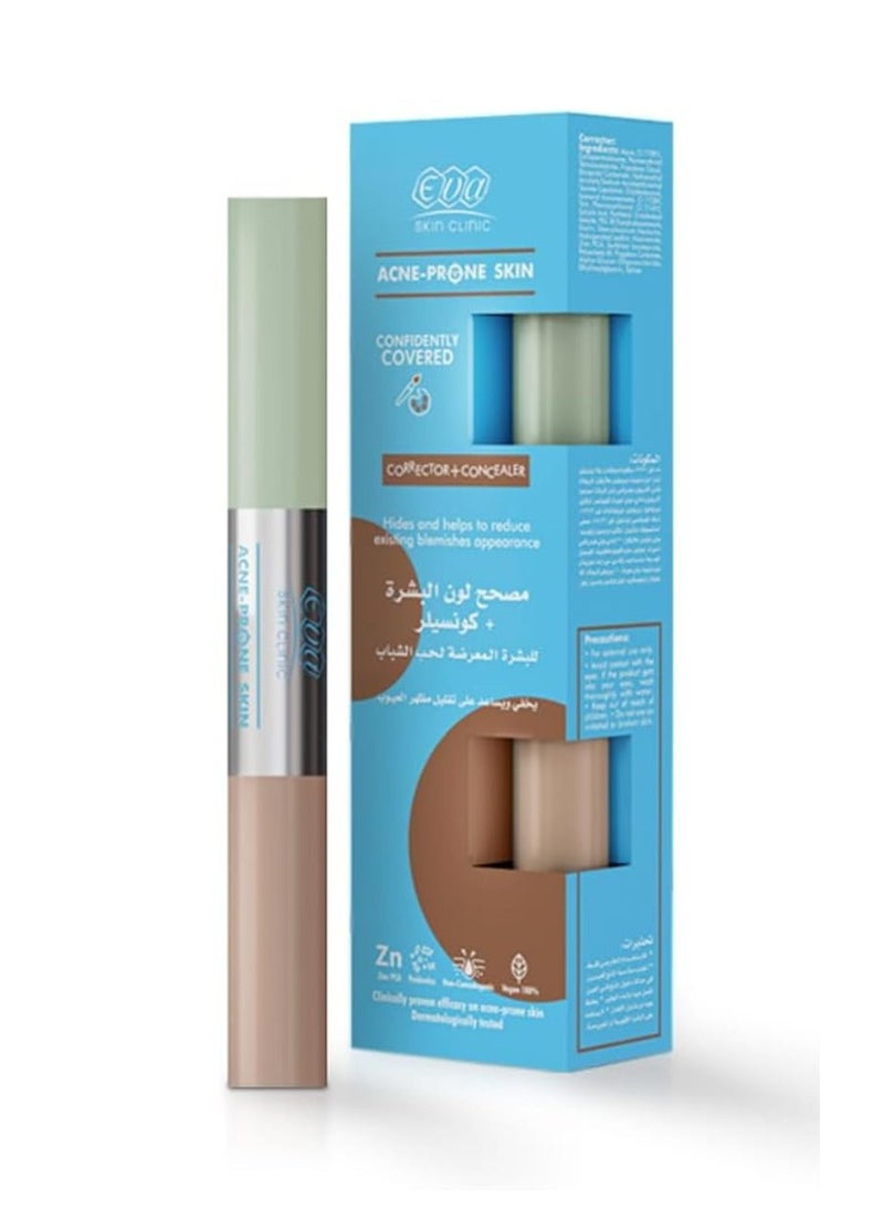 EVA SKIN CLINIC ACNE-PRONE CORRECTOR + CONCEALER 2 × 6 ML