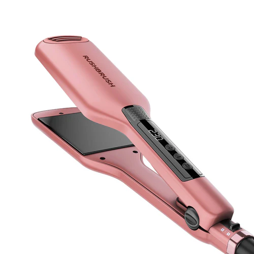 Rush Brush X1 Wide Hair Straightener PTC Heater For Fast Heat Up Automatic Lock Automatic Shut Off Rose Gold